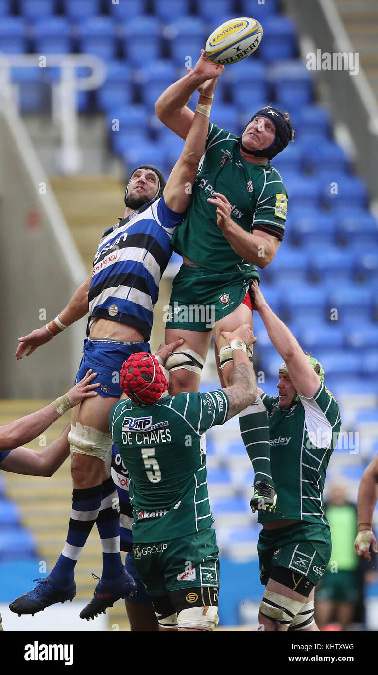 Bath Rugby's Luke Charteris and London Irish's Franco van Der Merwe ...