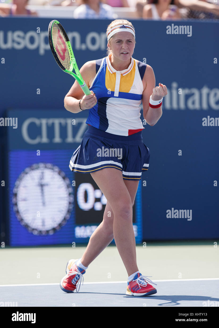 Latvian tennis player JELENA OSTAPENKO (LAT) celebrating during women's ...