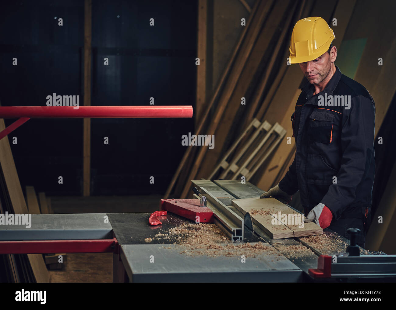Carpenter male in a work place Stock Photo - Alamy