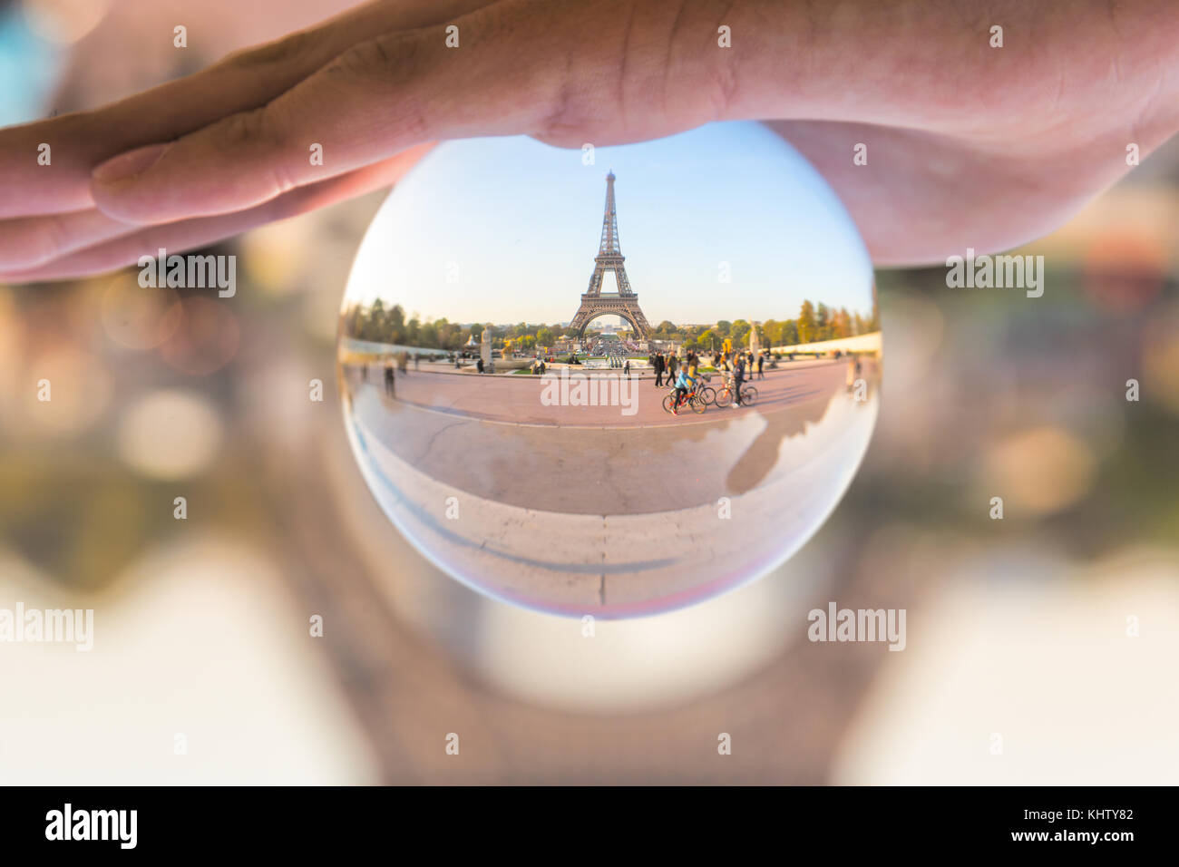 Eiffel tower seenthough a crystal ball, Paris France Stock Photo - Alamy