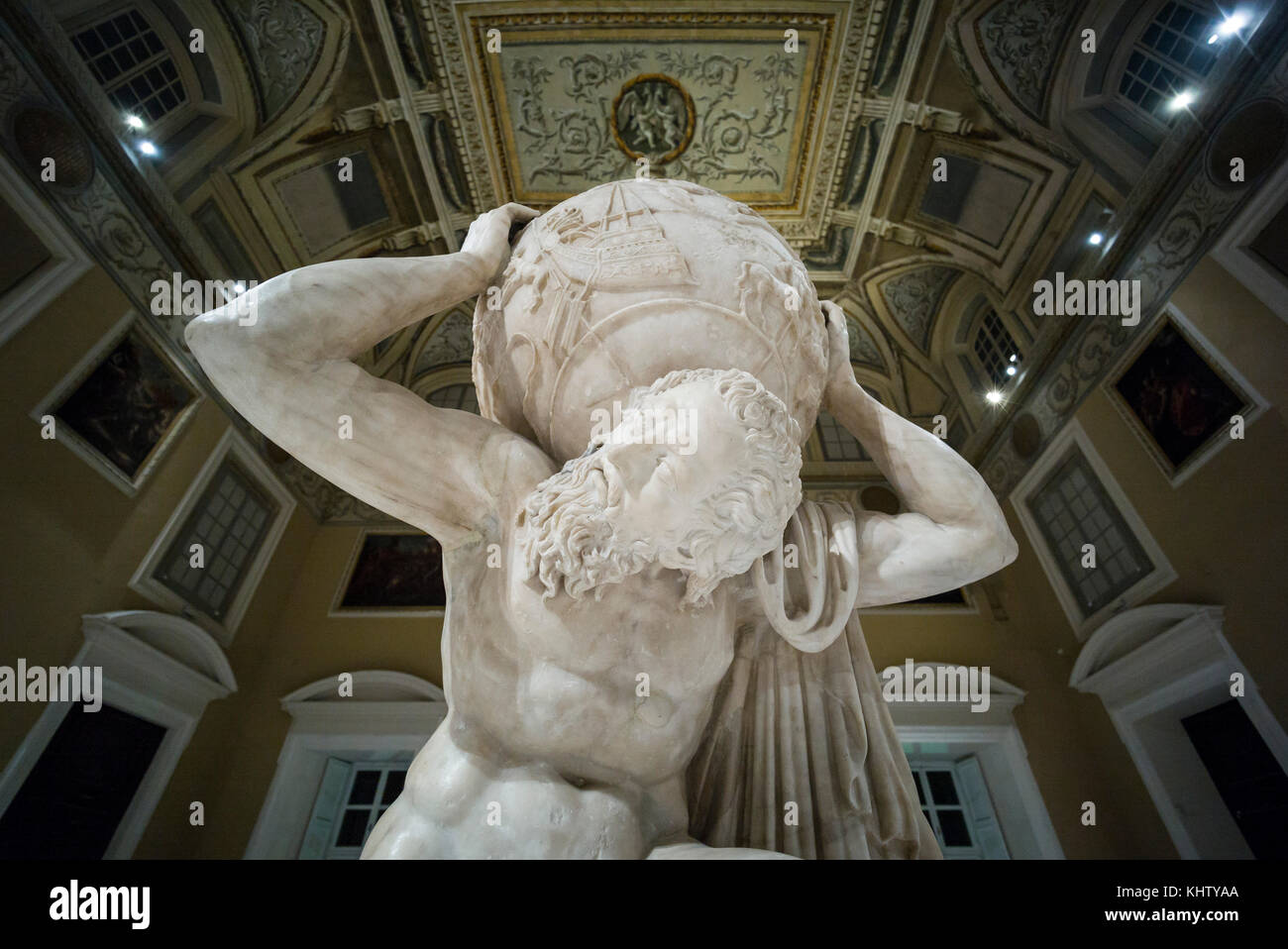 Naples. Italy. Atlas Farnese sculpture, 2nd century A.D. Museo ...