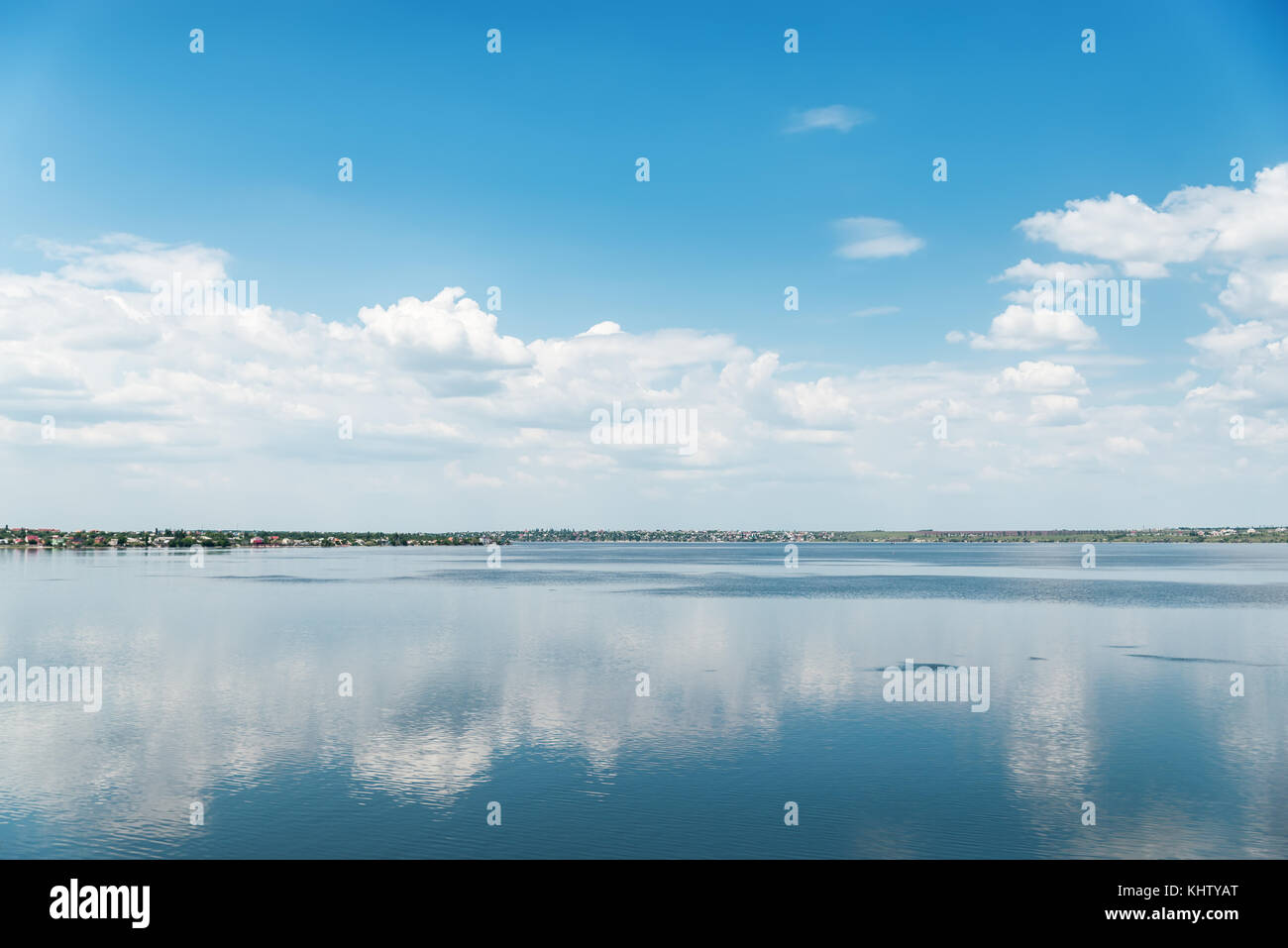 reflection of clouds in blue sky in river Stock Photo - Alamy