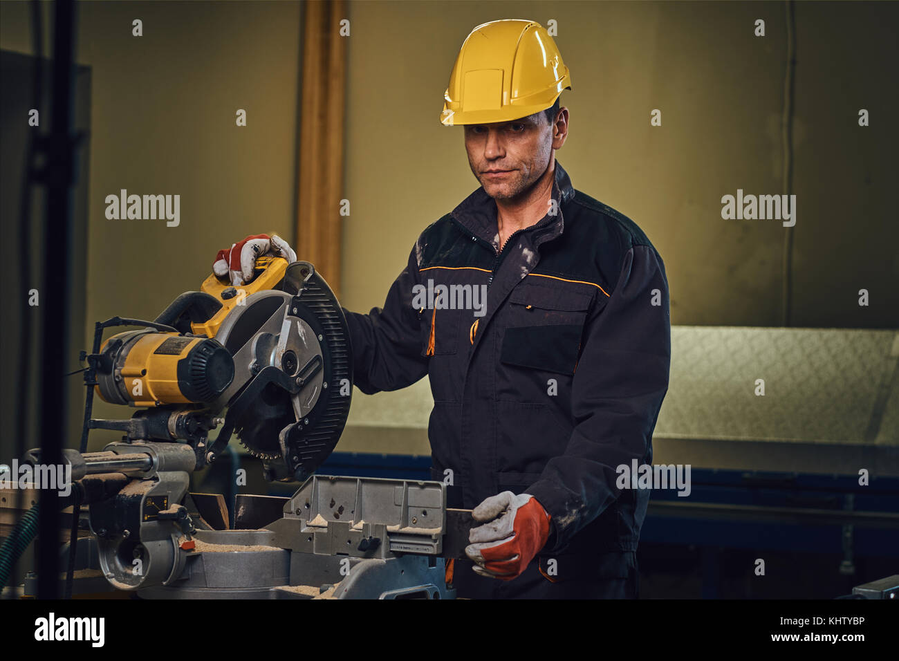 Carpenter male in a work place Stock Photo - Alamy