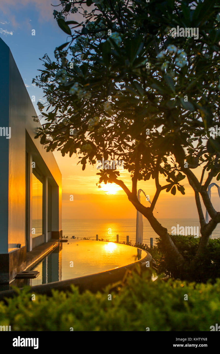 Beautiful tropical resort and spa during sunset in Bali, Indonesia ...