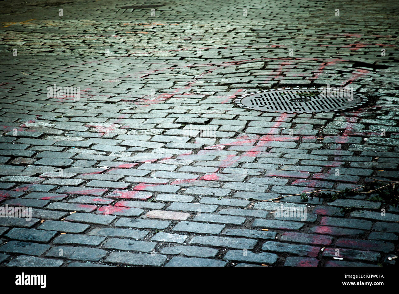 Old Cobblestone street NYC Stock Photo - Alamy