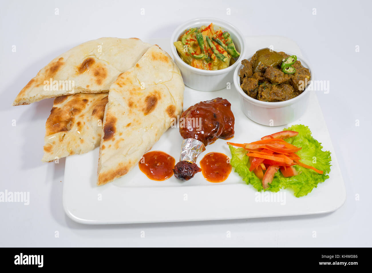 Achary Beef Curry, BBQ Chicken, Indian Style mix vegetable, plain nan ...