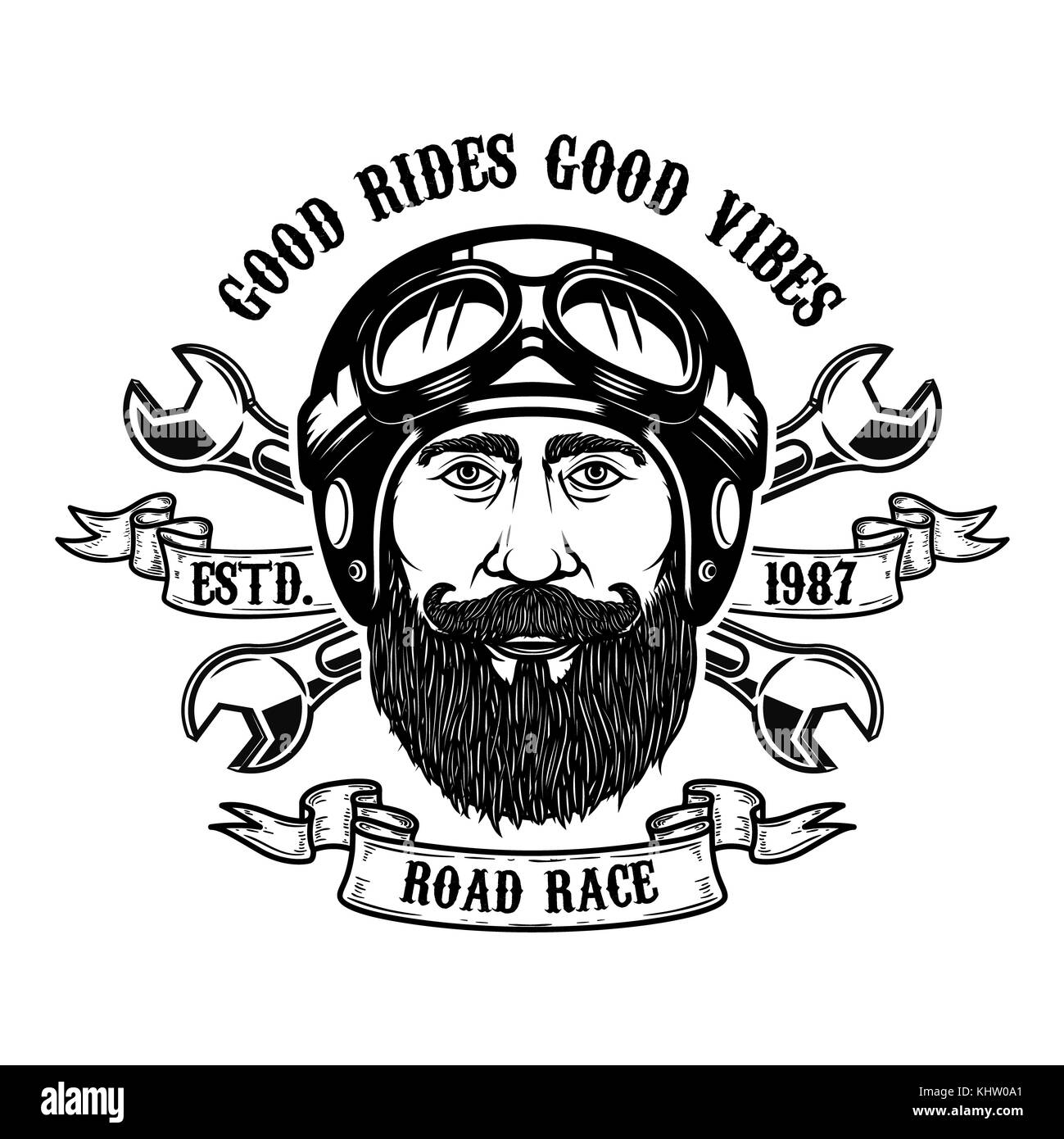 Man tattoo and beard biker Cut Out Stock Images & Pictures - Alamy