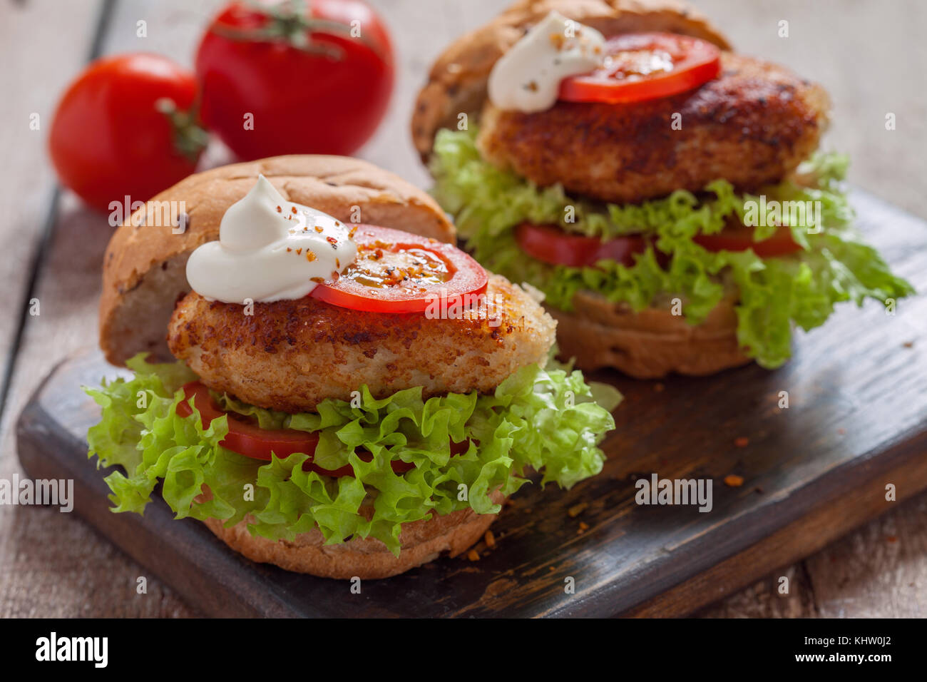 Crispy chicken burgers hi-res stock photography and images - Alamy