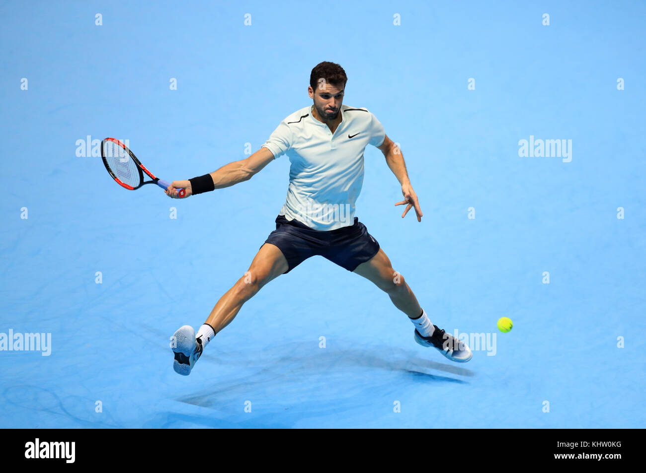 Grigor Dimitrov in action against David Goffin in the Men's Singles ...
