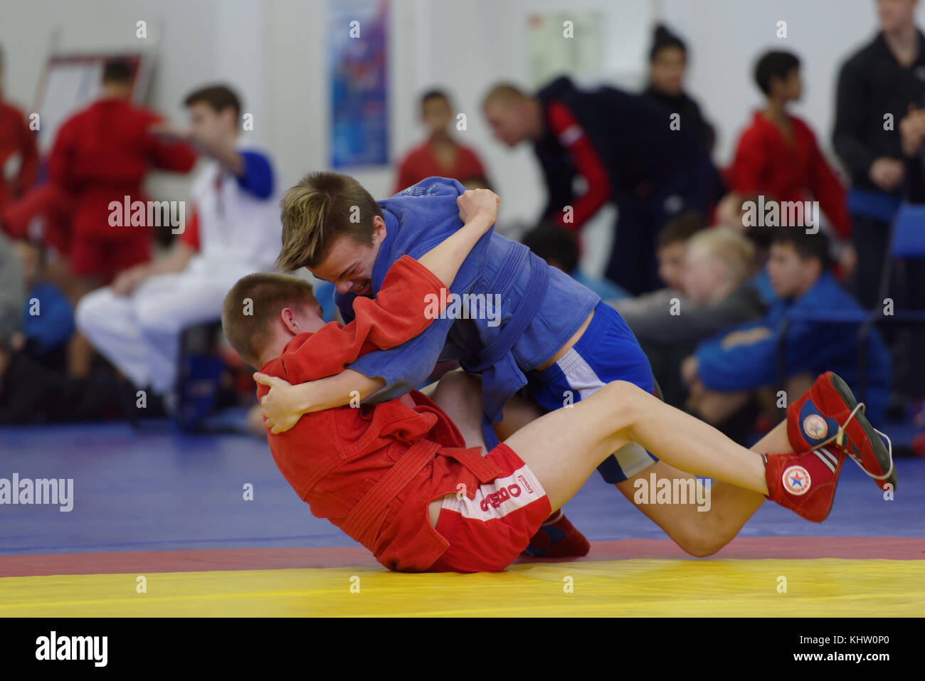 St. Petersburg, Russia - November 19, 2017: Young athletes competes in ...