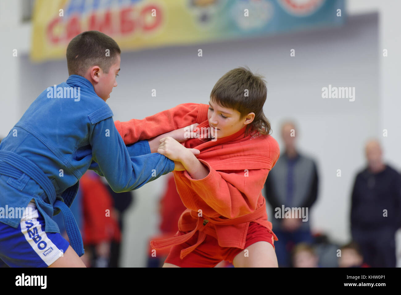 St. Petersburg, Russia - November 19, 2017: Young athletes competes in ...