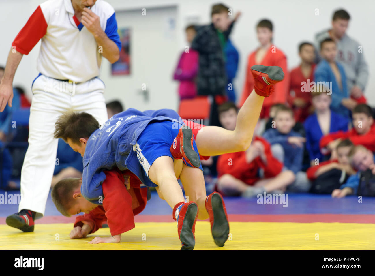 St. Petersburg, Russia - November 19, 2017: Young athletes competes in ...