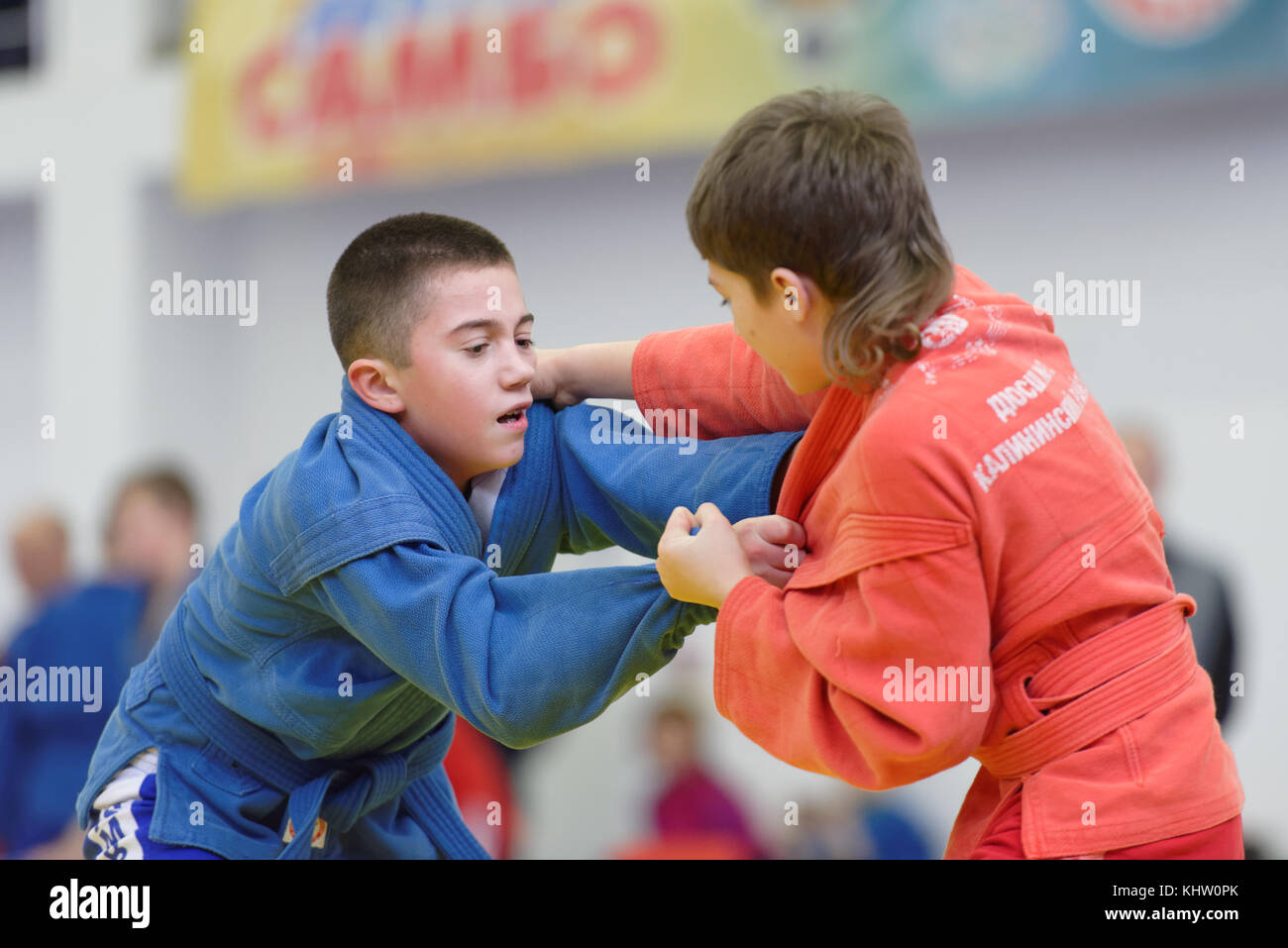 St. Petersburg, Russia - November 19, 2017: Young athletes competes in ...