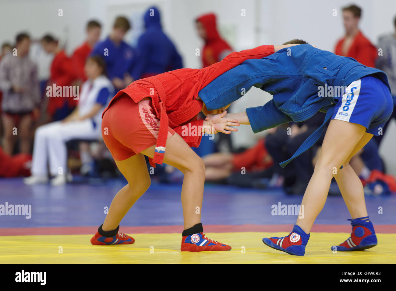 St. Petersburg, Russia - November 19, 2017: Young athletes competes in ...