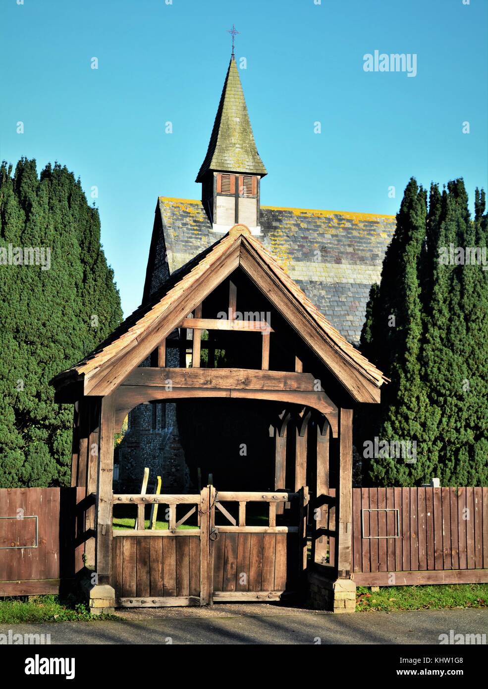 ST JOHN'S church Beck Row Suffolk lynchgate Stock Photo - Alamy
