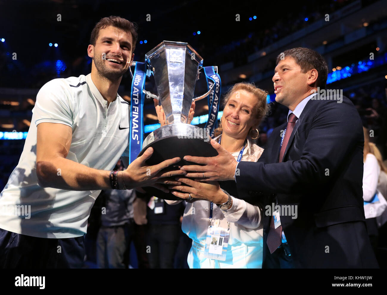 Grigor Dimitrov, mother Maria and father Dimitar, celebrate with the ...