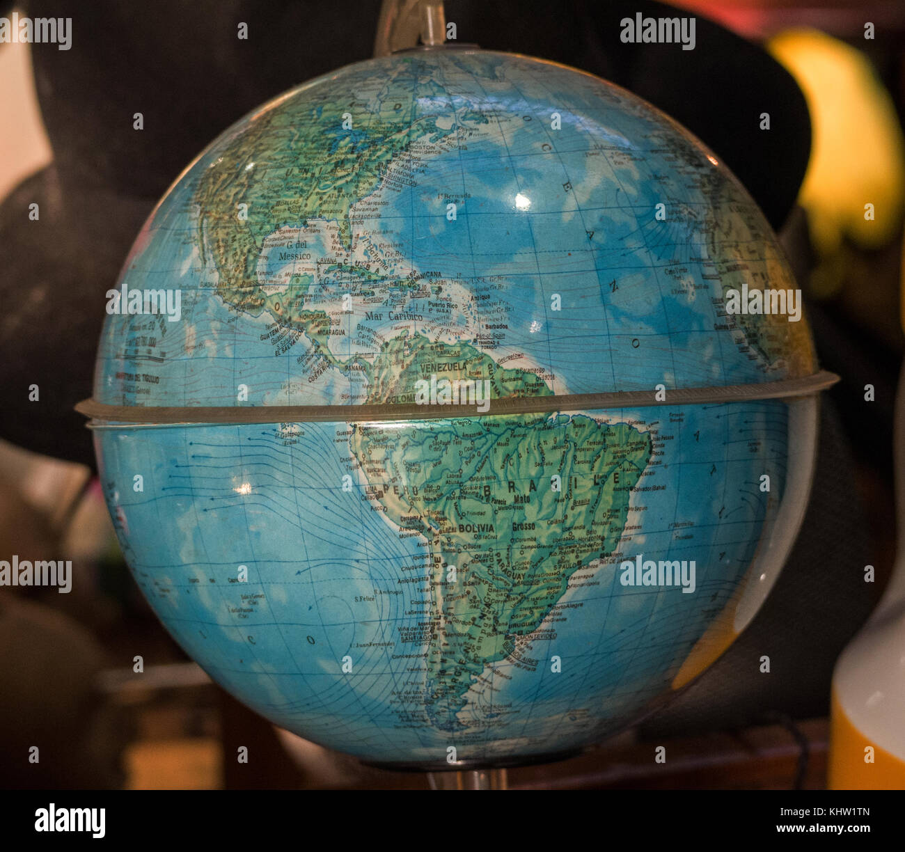 bright vintage globe, antique object with metallic structure Stock ...