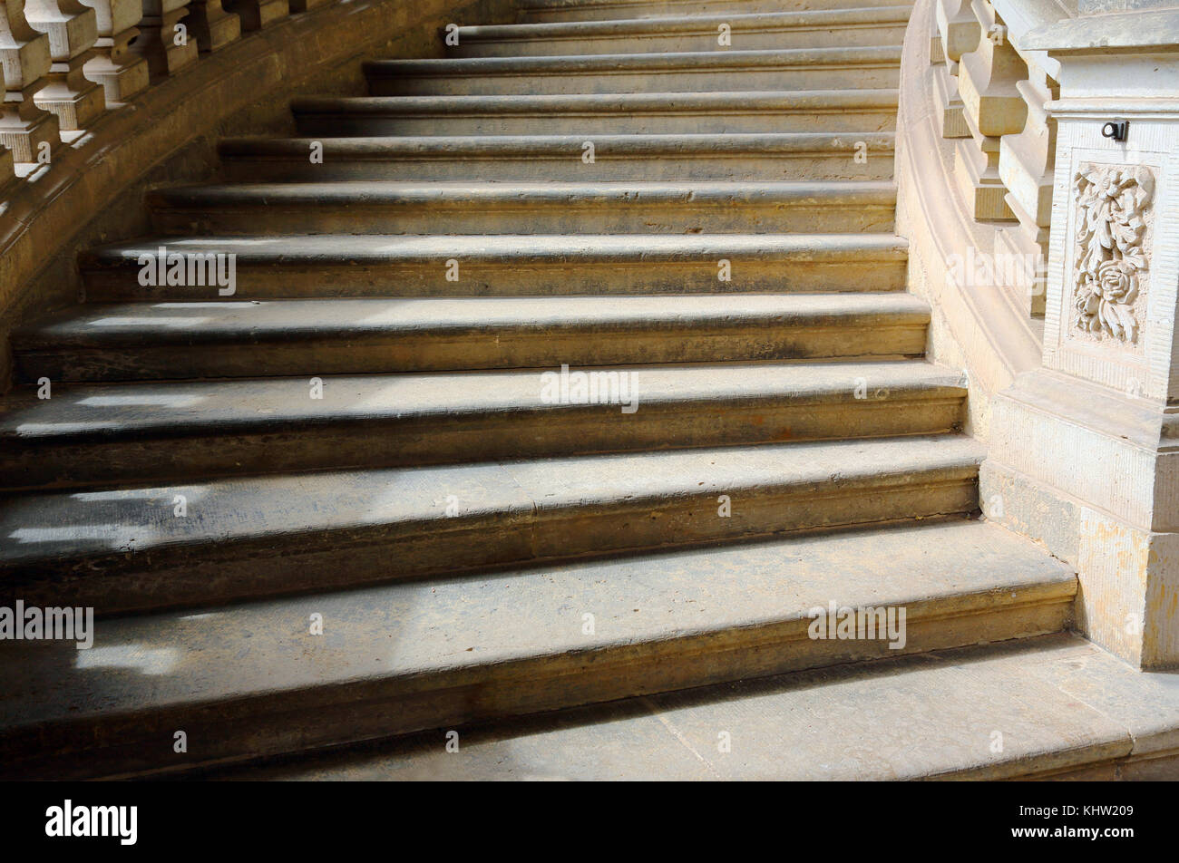 old stone staircase with stone banisters Stock Photo - Alamy