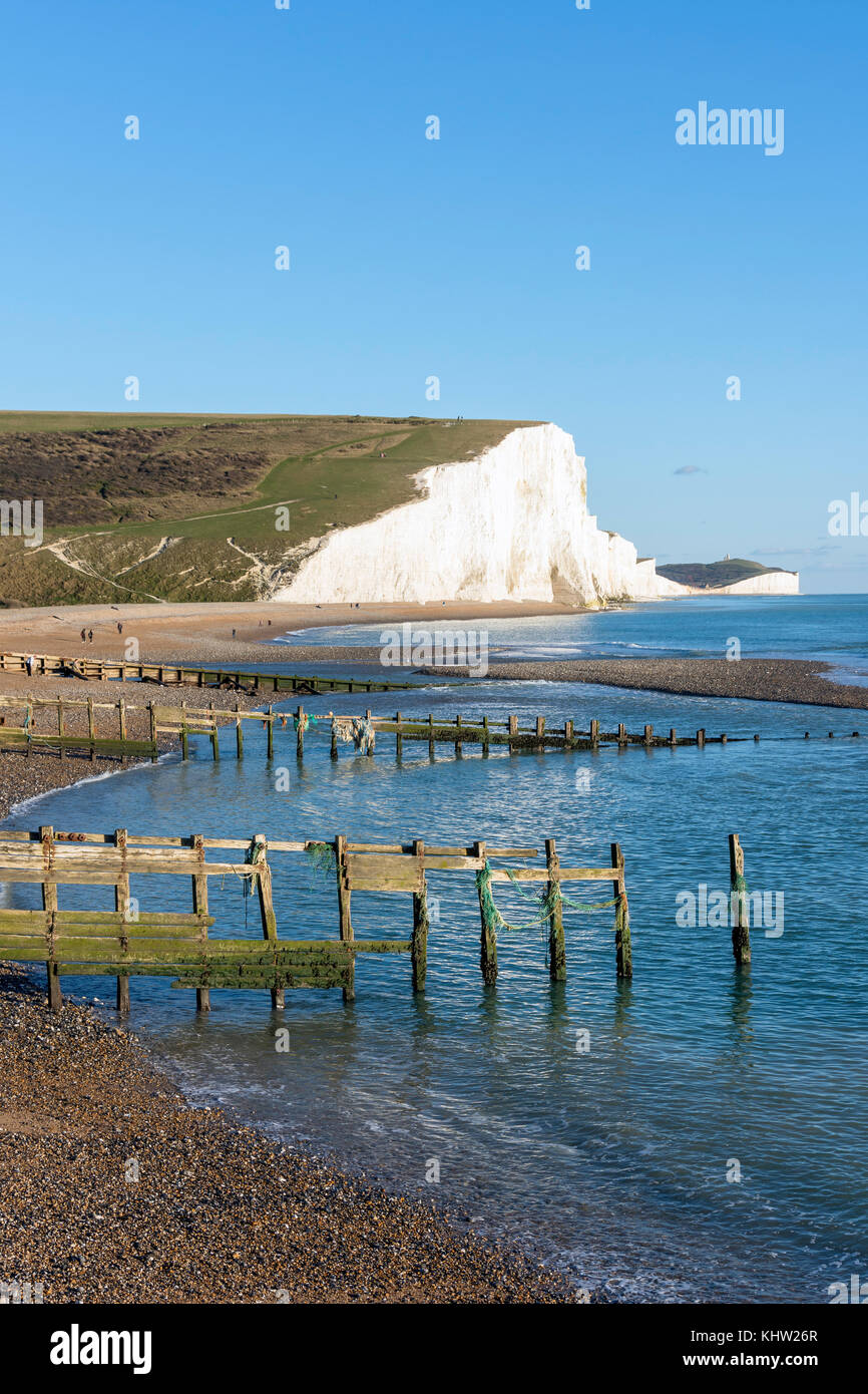 Beach and Seven Sisters Cliffs at Cuckmere Haven, Seaford Head Nature ...