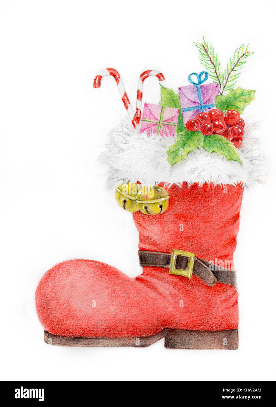 Festive boot illustration Cut Out Stock Images & Pictures - Alamy