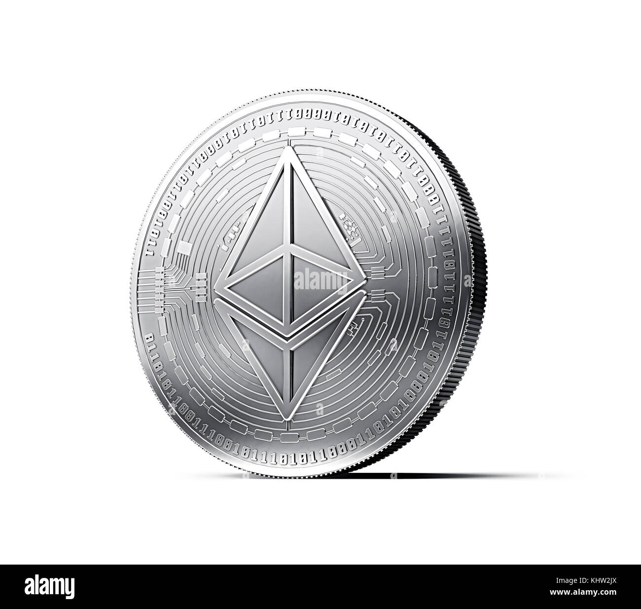 Ethereum (ETH) coin isolated on white background. 3D rendering (new virtual money Stock Photo ...