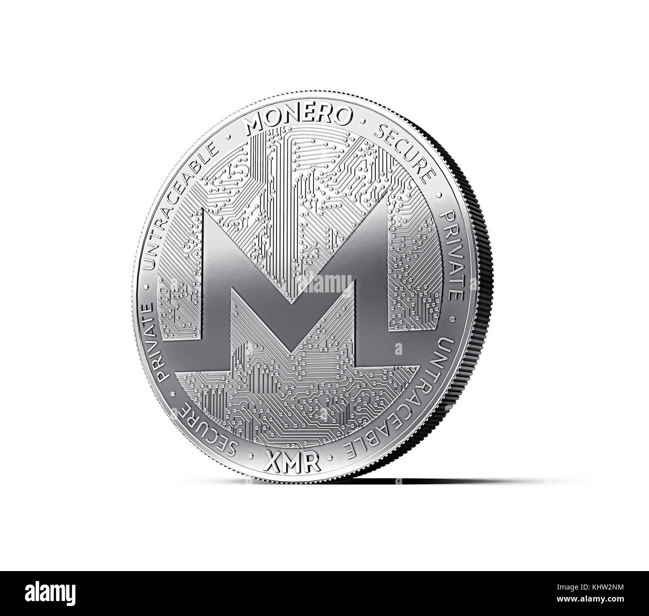 Monero (XMR) cryptocurrency physical concept coin isolated on white ...