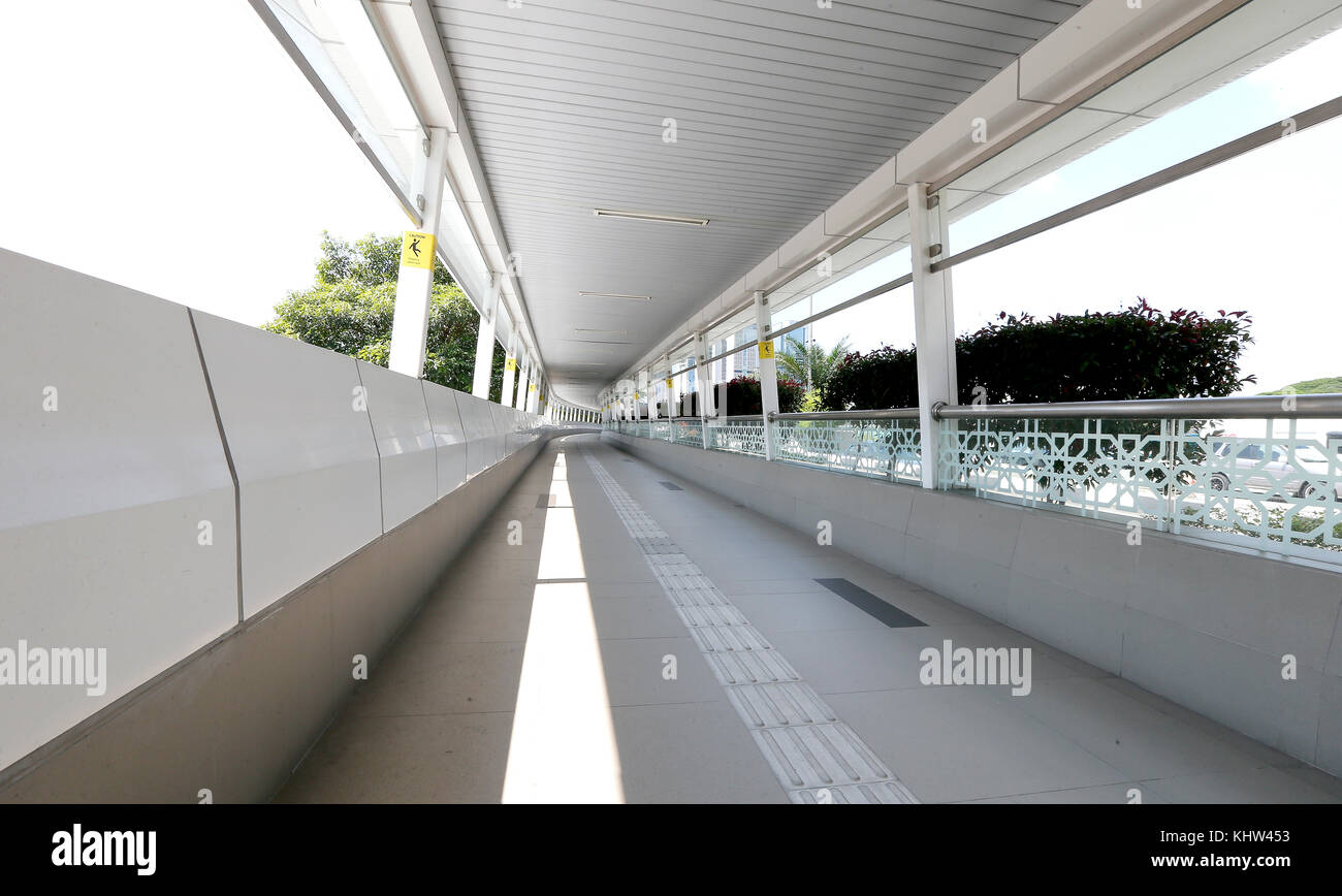 Perspective views of the overhead walkway is seen at Kuala Lumpur ...