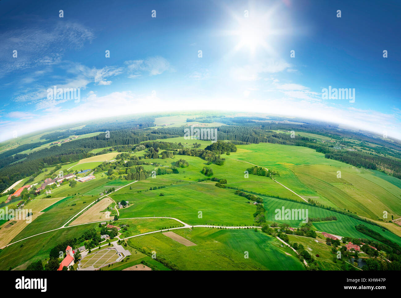 Aerial view the great countryside during summer day on background of ...