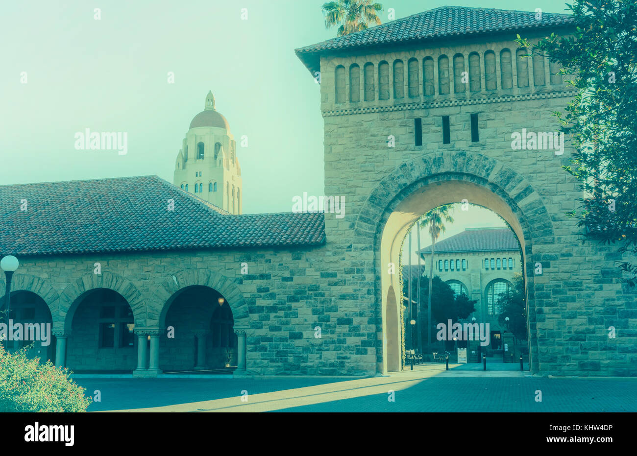 Structure of the arch tower, with Hoover Tower seen in the background ...