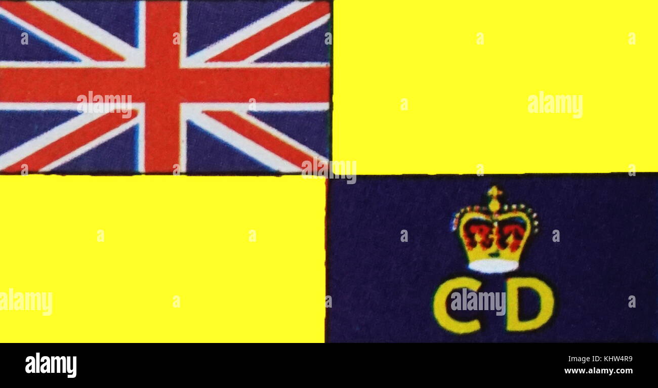 Illustration depicting the flag of the Civil Defence Service, a ...