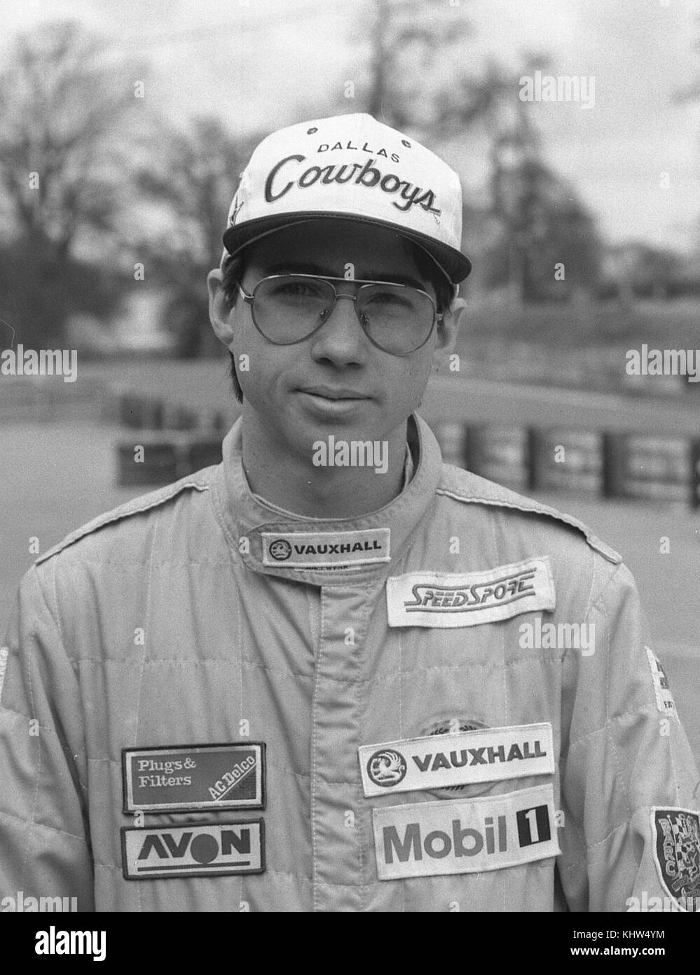 portrait of Texan race driver Jeff Harrison, Oulton Park in April 92 ...
