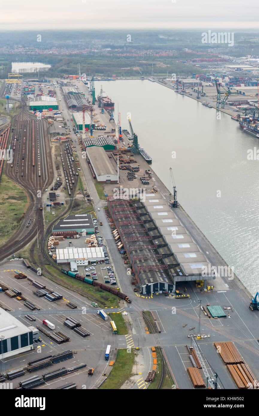 Aerial image of Churchill dock at Port of Antwerp Stock Photo - Alamy