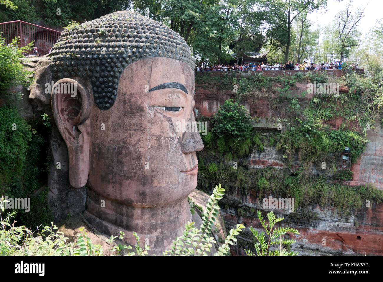 The Leshan Giant Buddha carved out of a cliff where the Min and Dadu ...