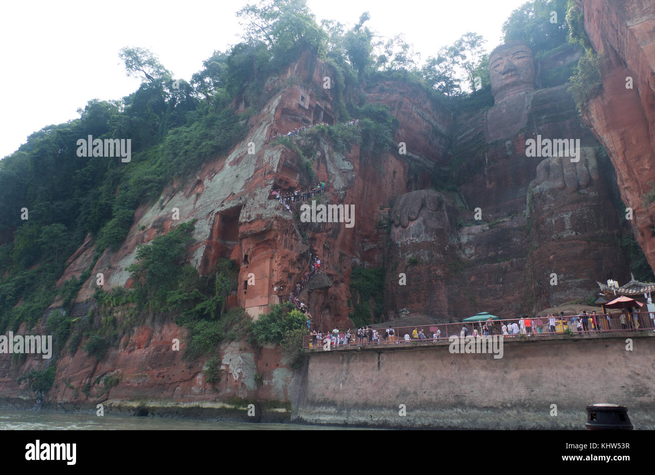 The Leshan Giant Buddha carved out of a cliff where the Min and Dadu ...