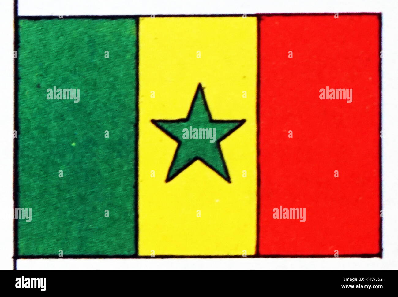 Illustration depicting the flag of the Republic of Senegal. Dated 20th ...