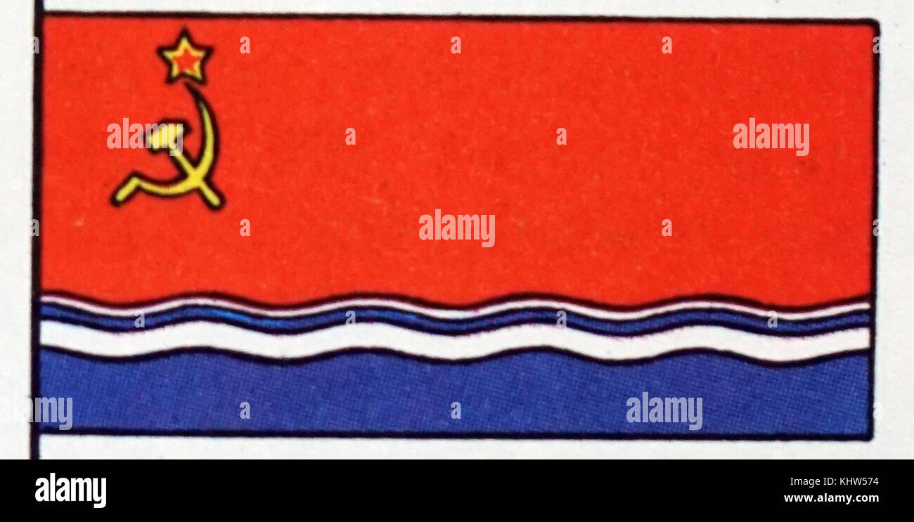 Illustration depicting the flag of Latvia S.S.R. Dated 20th Century ...