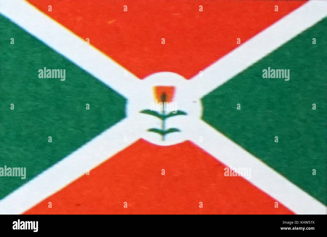 Illustration depicting the National flag of Burundi. Dated 20th Century ...