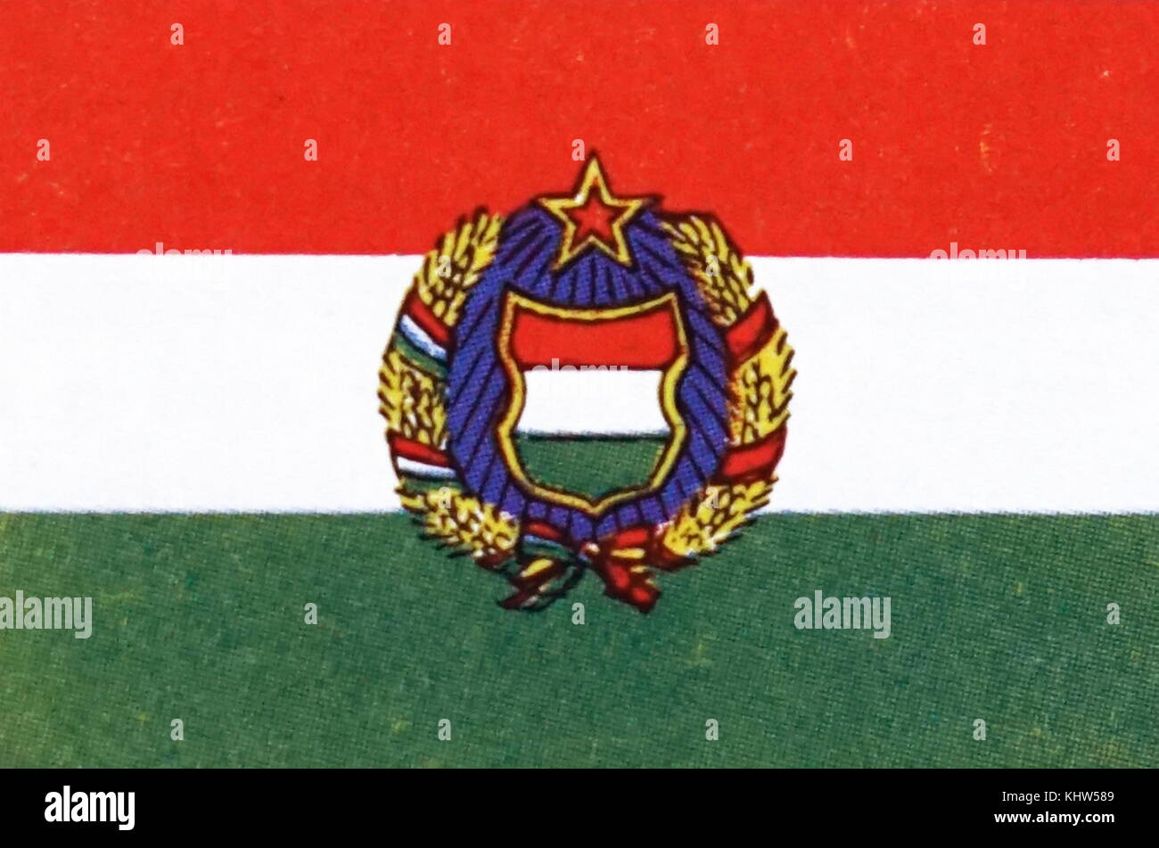 Illustration depicting the National flag of Hungary. Dated 20th Century ...