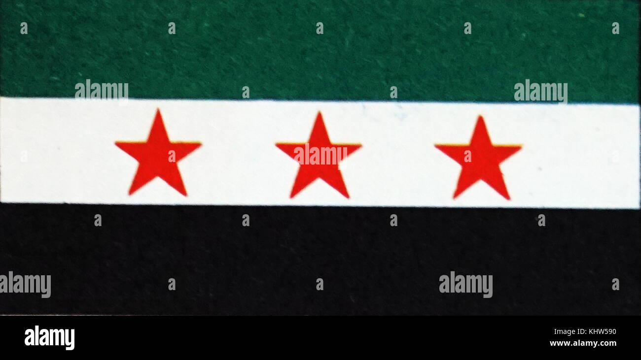 Illustration depicting the National flag of Syria. Dated 20th Century ...