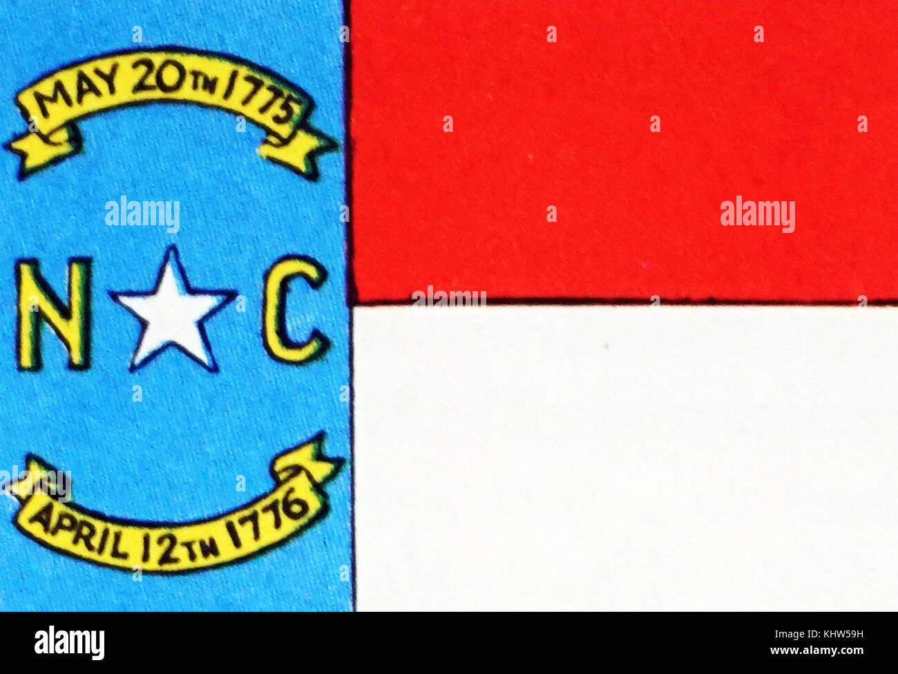 Illustration depicting the state flag of North Carolina. Dated 20th ...