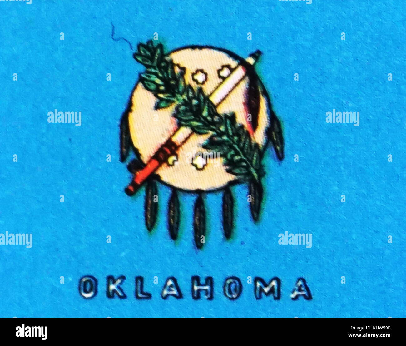 Illustration depicting the state flag of Oklahoma. Dated 20th Century ...