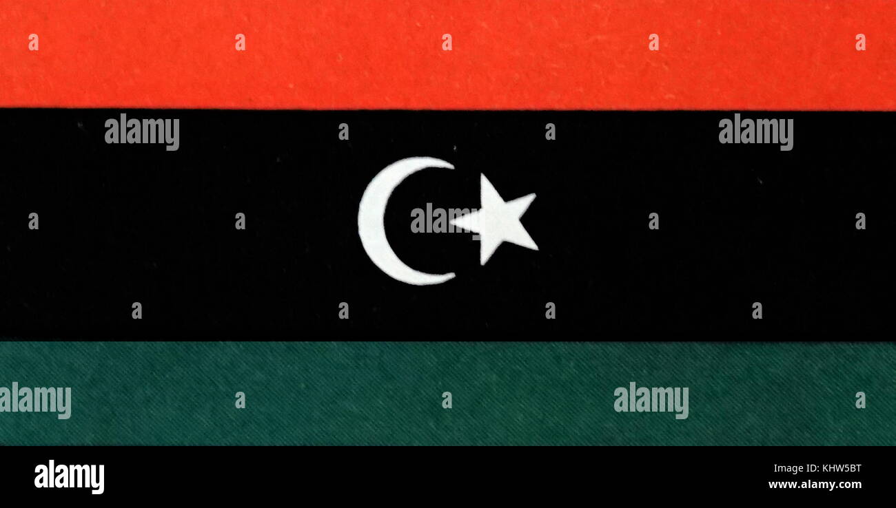 Illustration depicting the National flag of Libya. Dated 20th Century ...