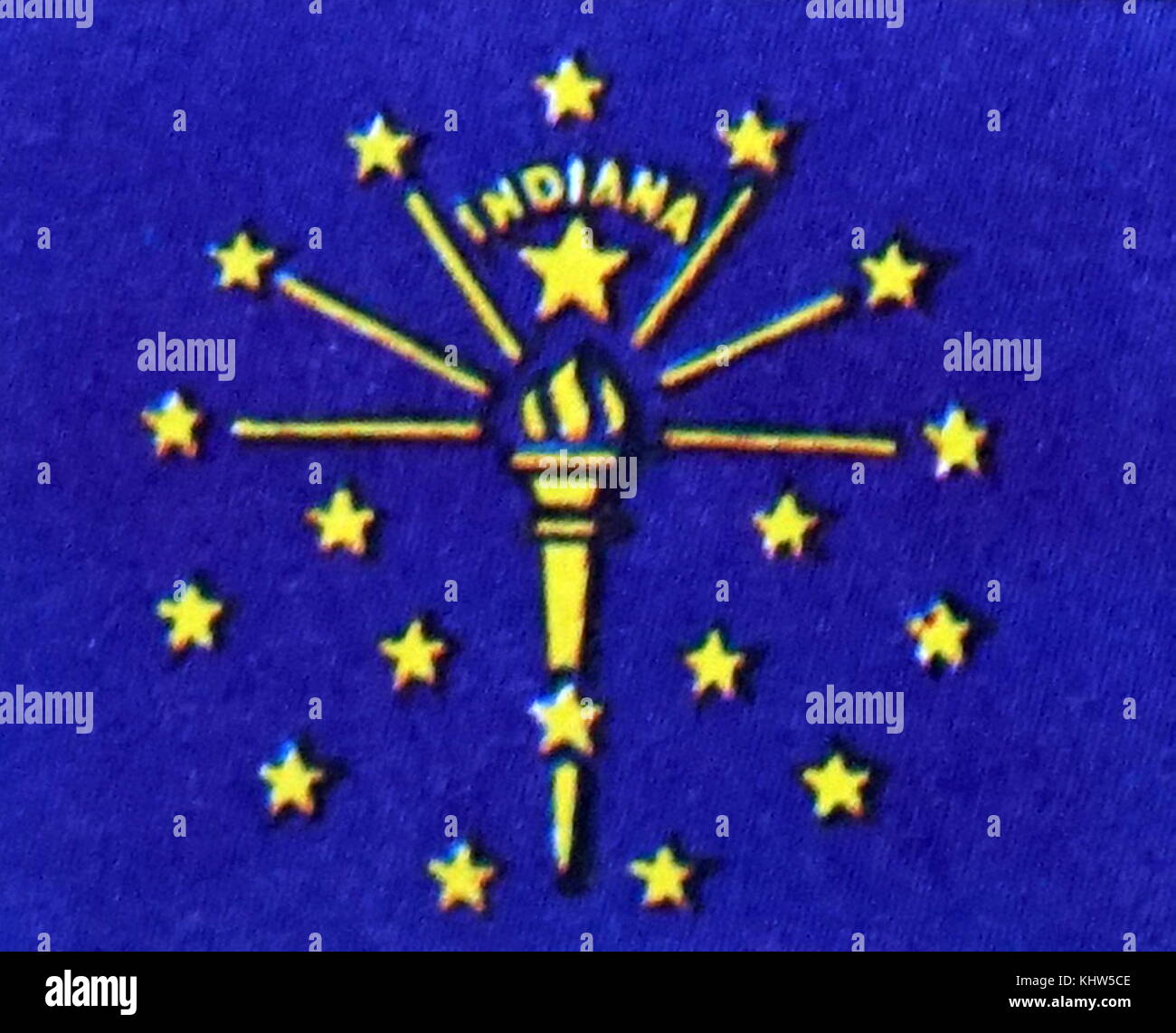 Illustration depicting the State flag of Indiana. Dated 20th Century ...