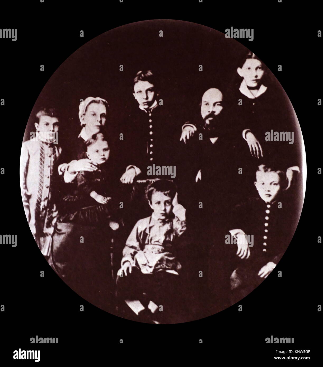 Photographic portrait of Vladimir Lenin (pictured far left) with his ...