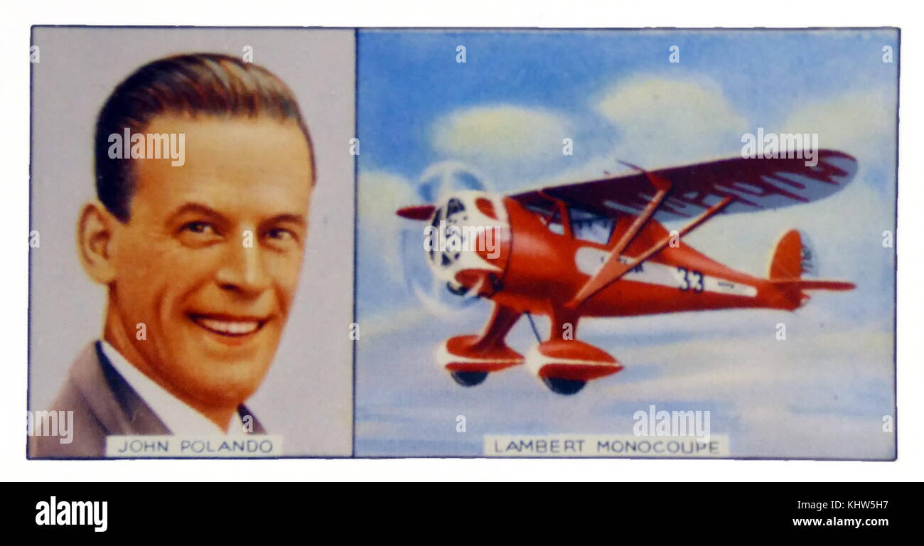 Illustration depicting John Polando and his plane Lambert Monocoupe ...