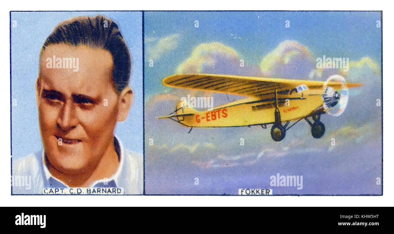 Illustration depicting Charles Douglas Barnard and his plane Fokker ...