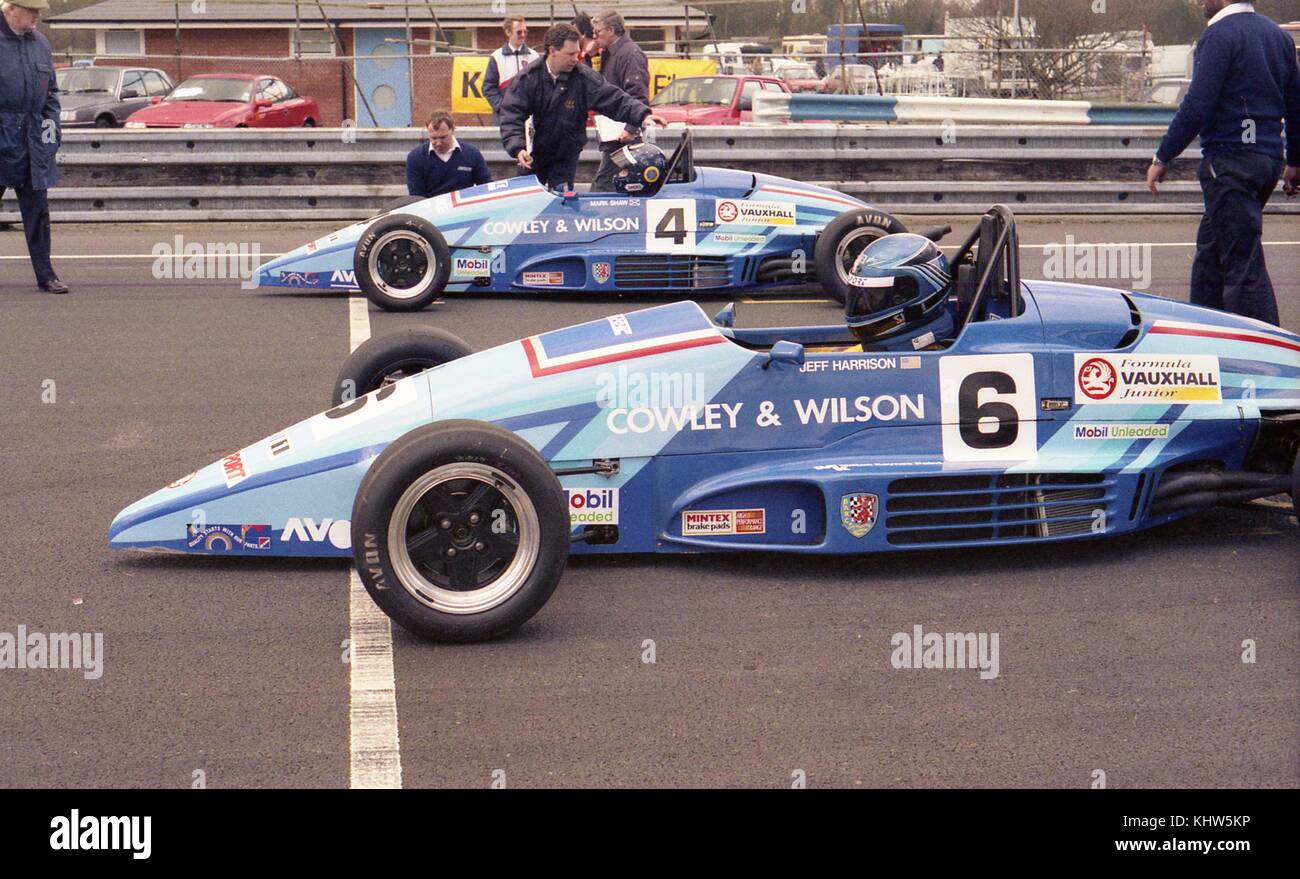 American race driver Jeff Harrison on the grid at Oulton Park on 4th ...