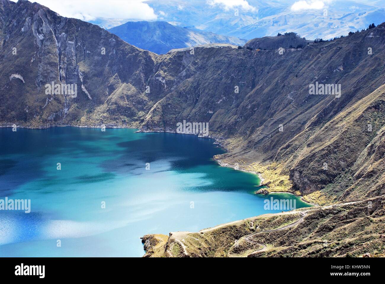 View of Quilotoa a water filled caldera in the west of Ecuador Stock ...