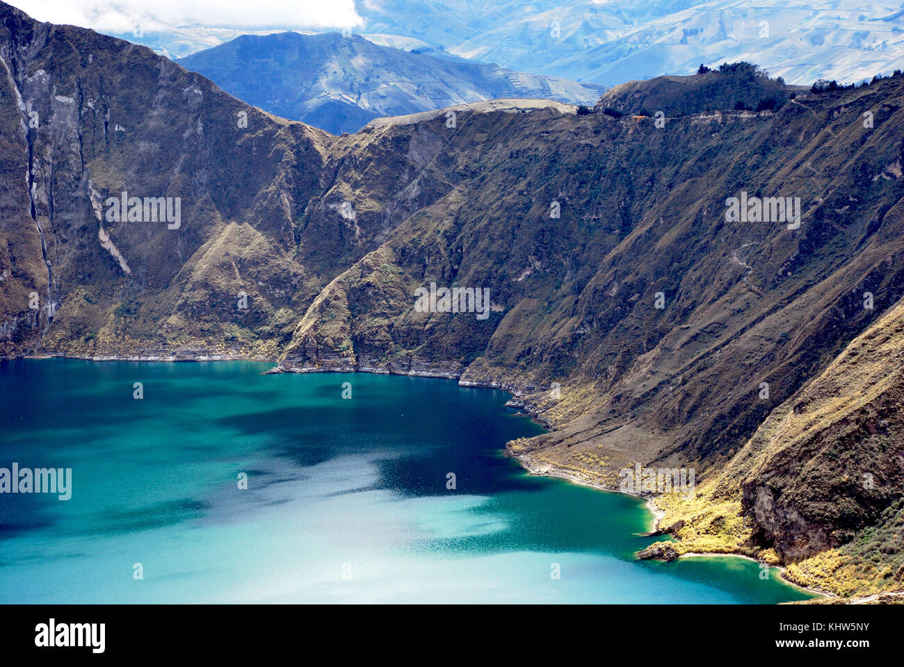 View of Quilotoa a water filled caldera in the west of Ecuador Stock ...