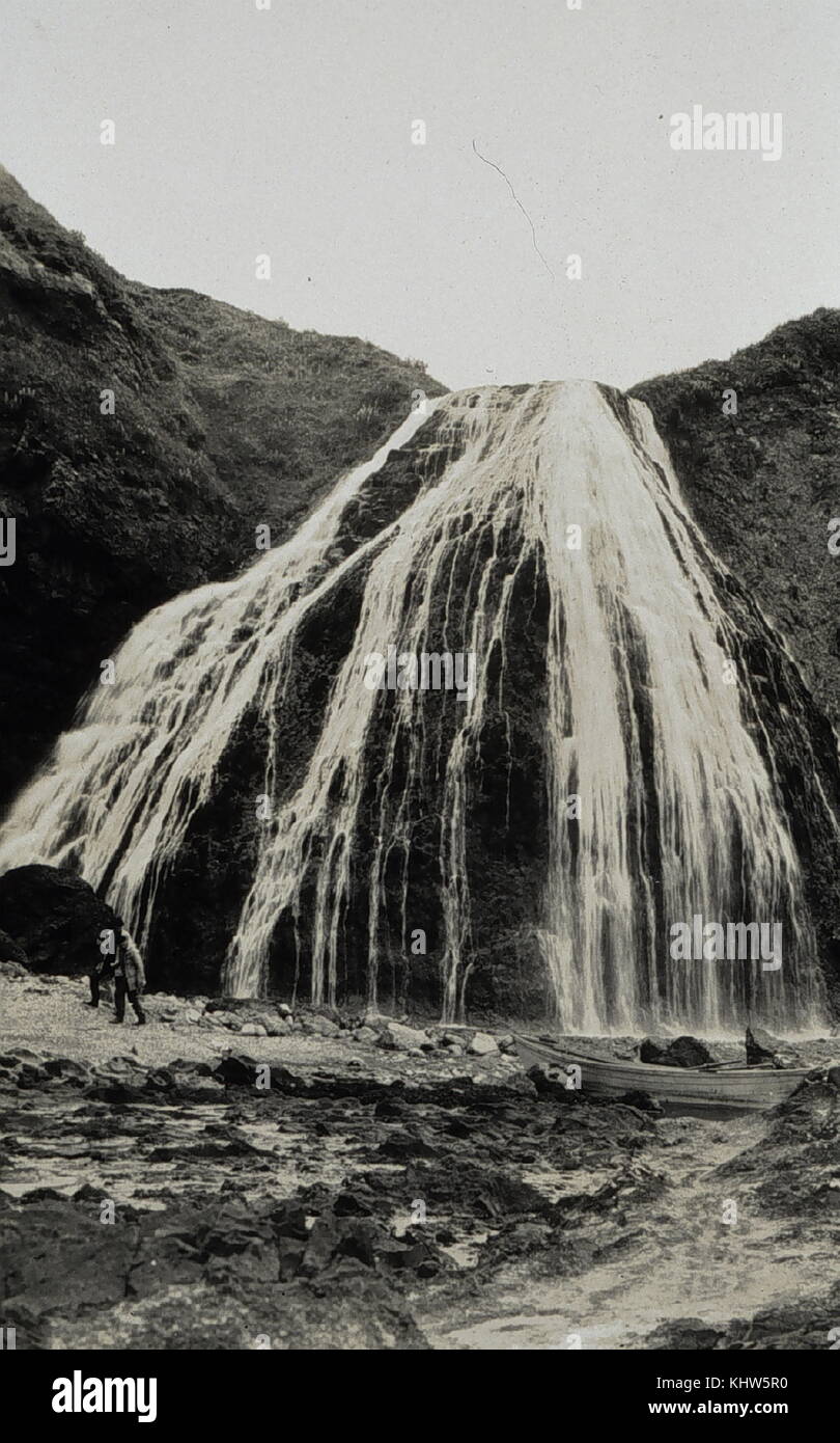 Photograph taken of a waterfall at Nazan Bay, Alaska Aleutian Islands ...